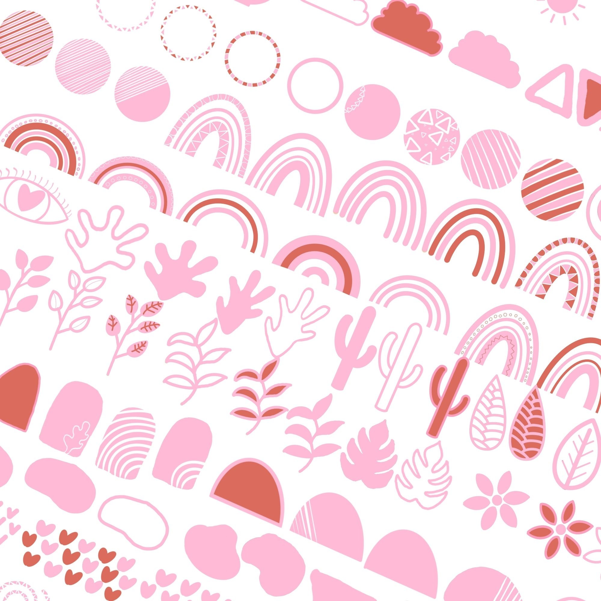 Pink BOHO Hand-drawn Clipart /pink Boho Png Clipart/boho for Art ...