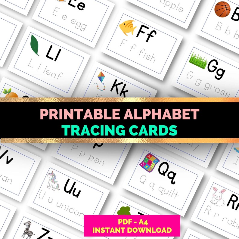 Alphabet Flashcards, ALPHABET Tracing Cards, Letter Formation, Fine ...