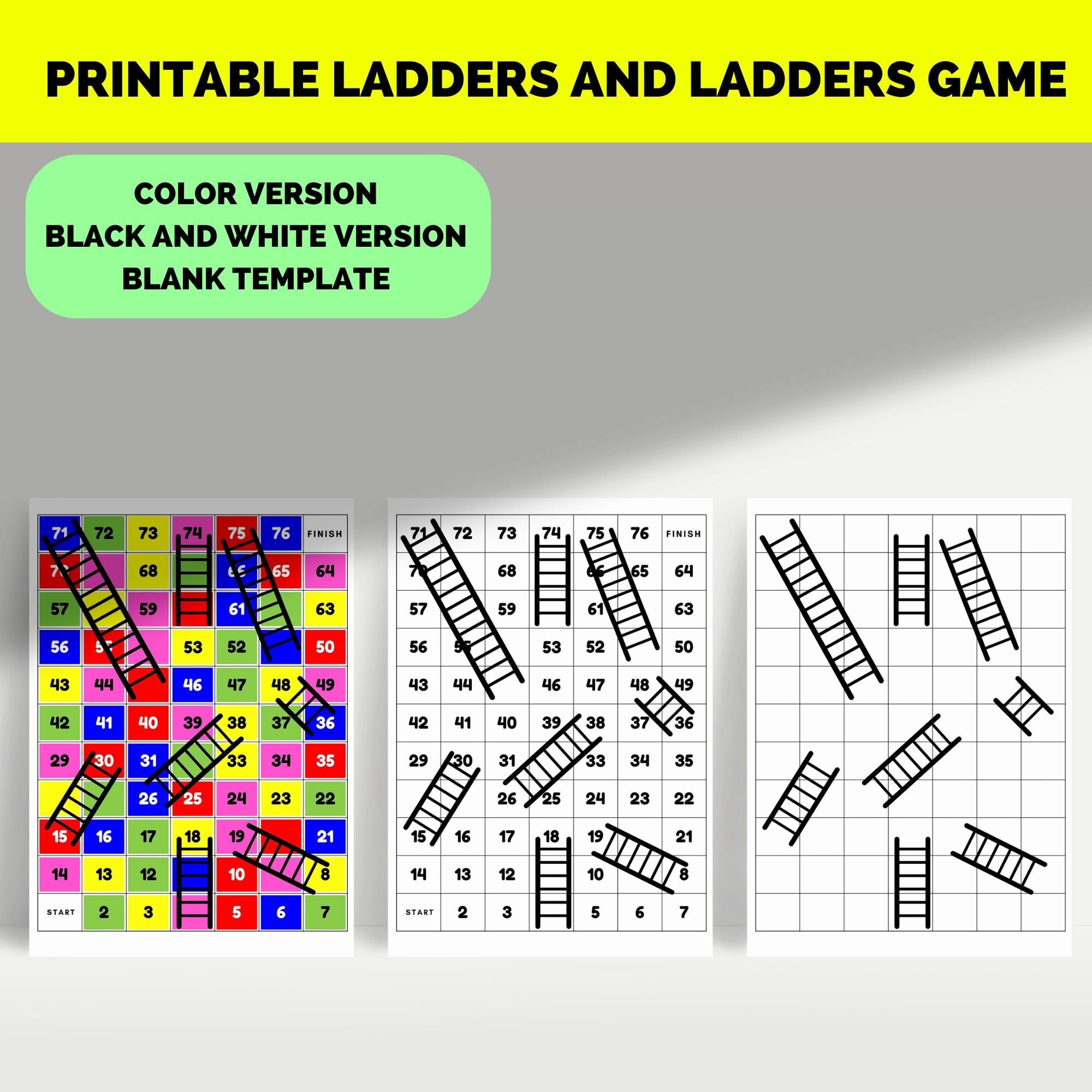 Printable Ladders and Ladders Board Game, Family Board Game, KIDS Board ...