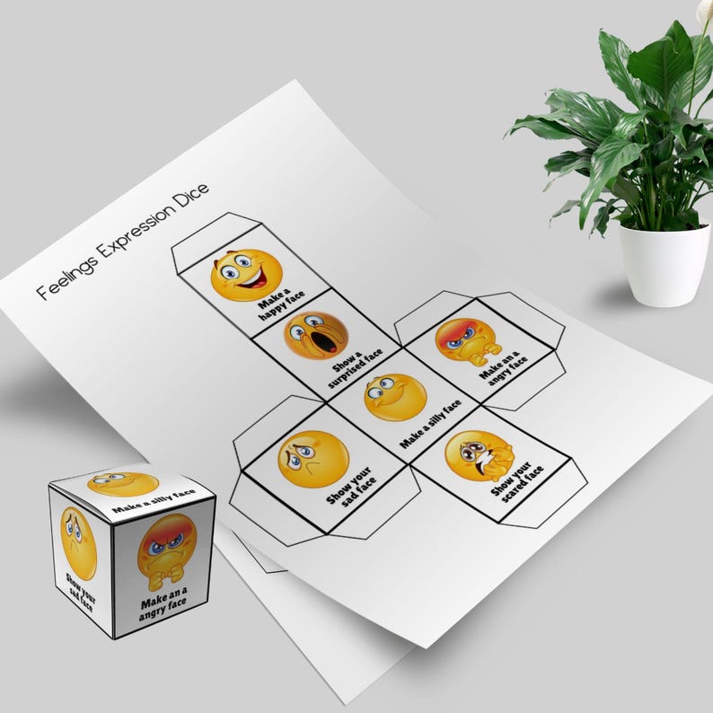 Printable Feelings Expressions Dice Cube Emotions Dice, Social ...