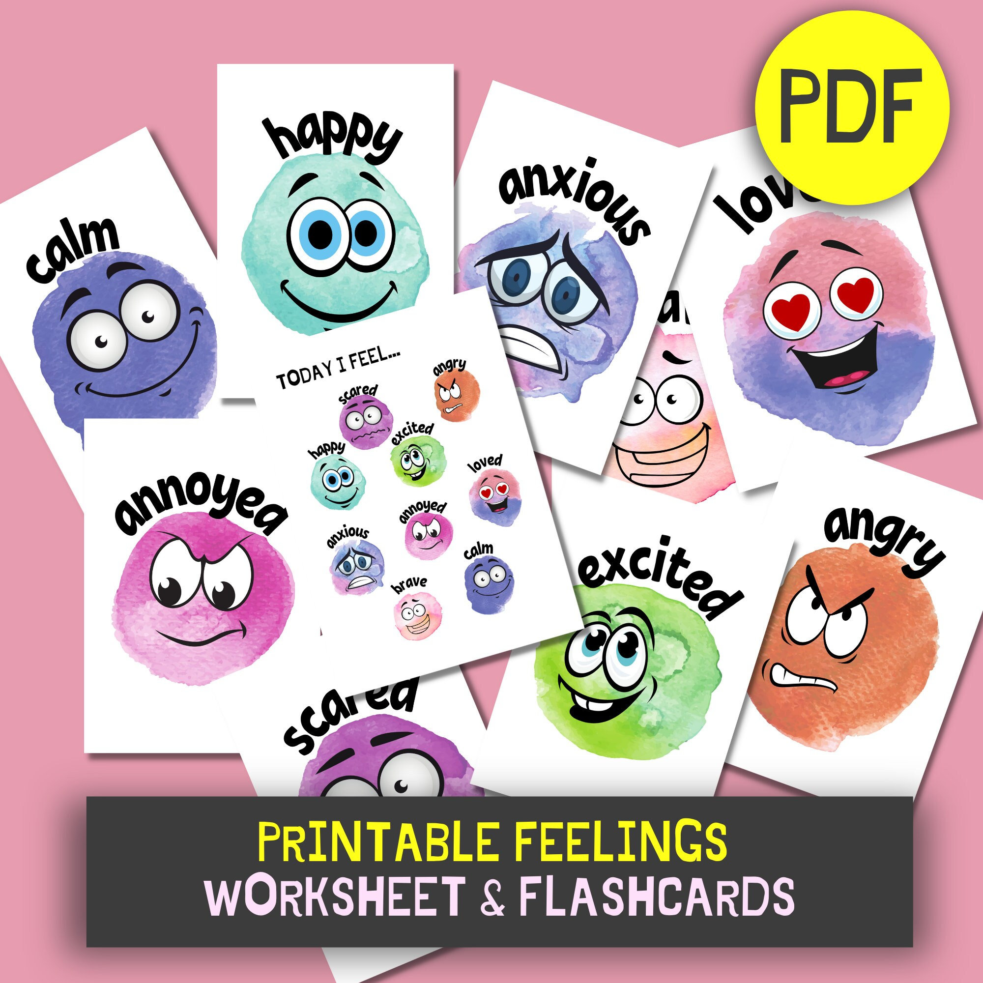 FEELINGS PRINTABLE WORKSHEET and Flashcards, Feelings Flashcards ...