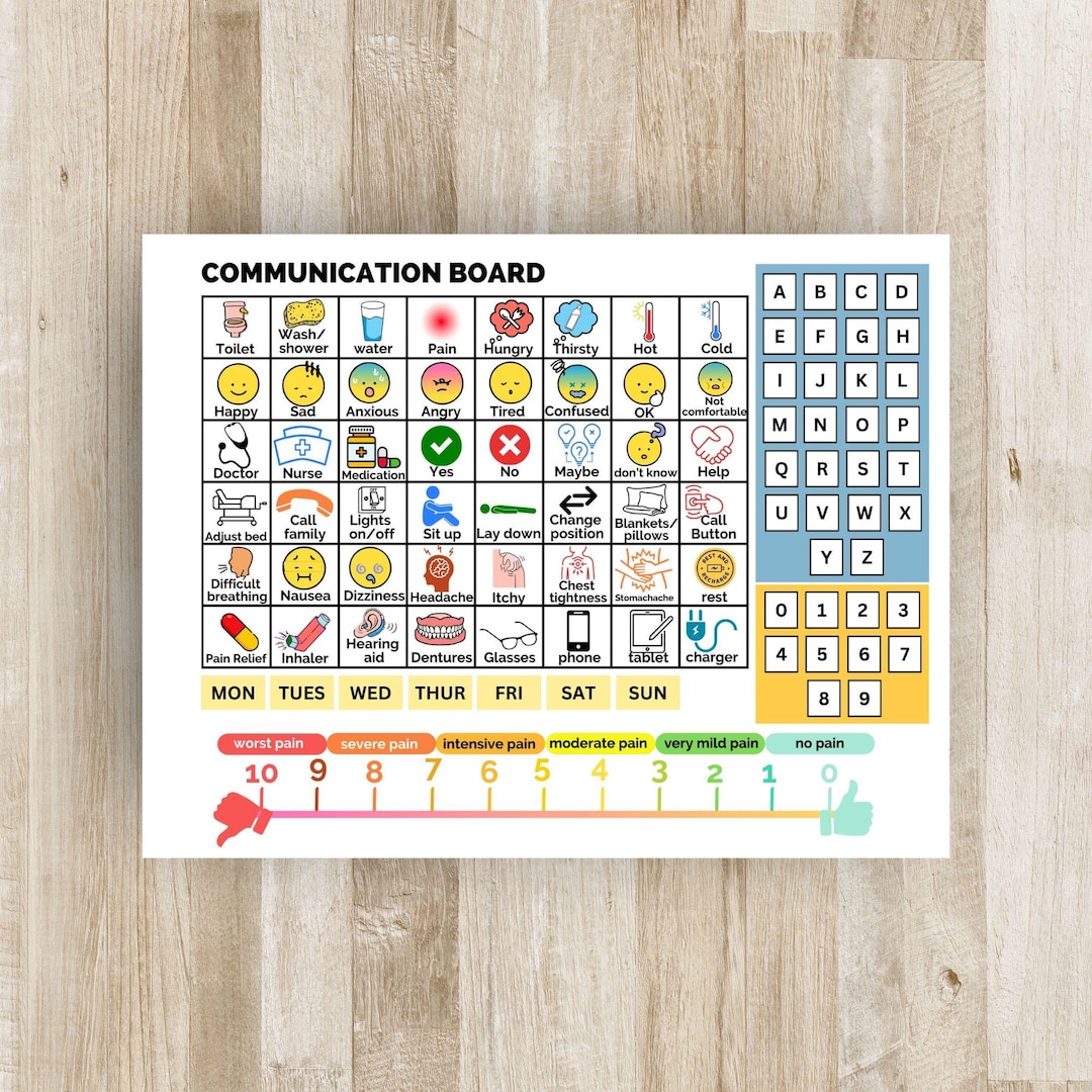 Printable Communication Board for Hospital Stay - Pecs - ICU ...