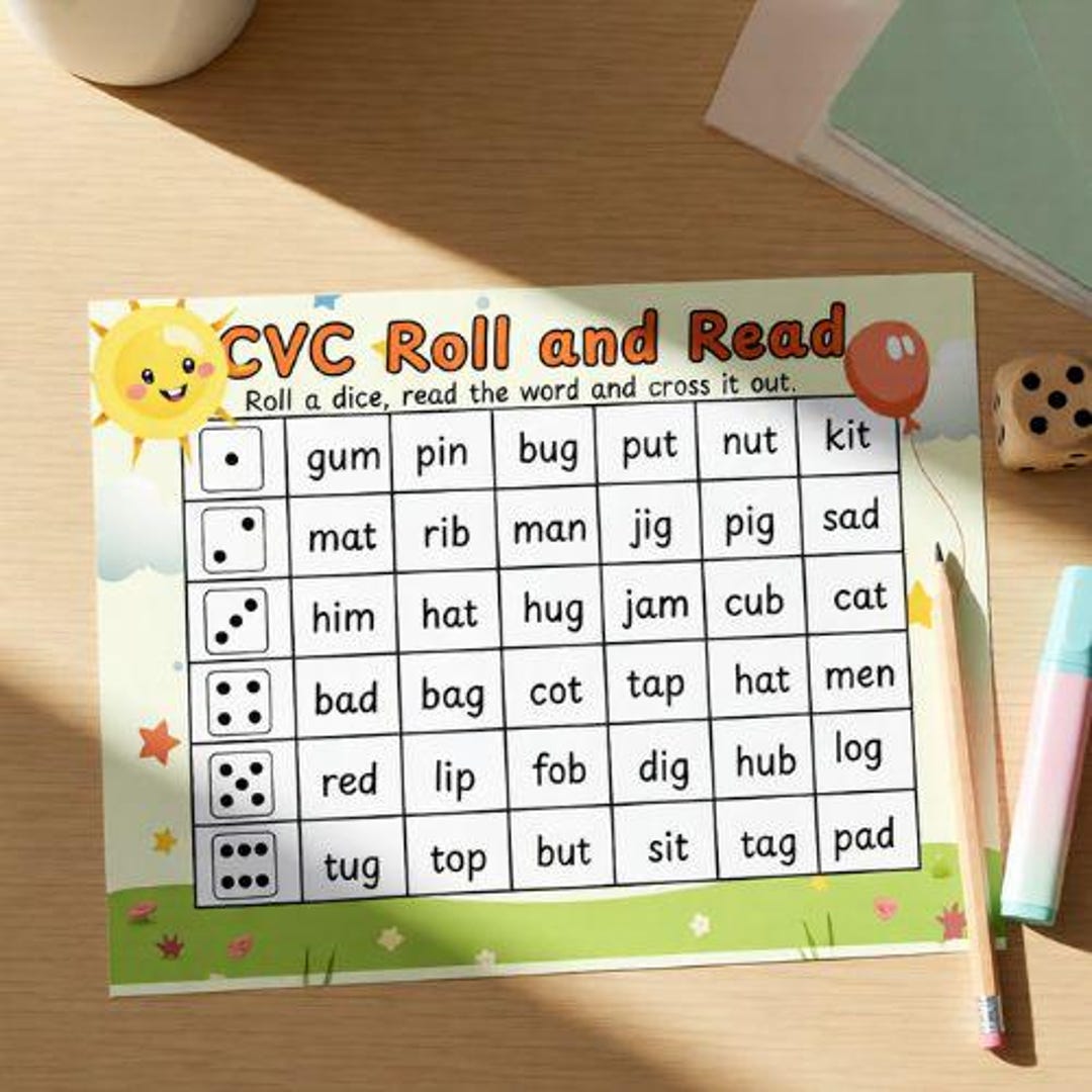 CVC Roll and Read Game Printable | Phonics Dice Activity | CVC Words ...