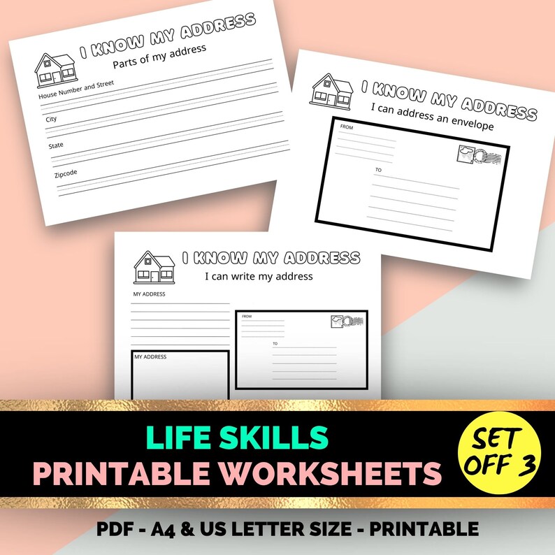 Printable I Know My Address, Address Worksheet, Homeschooling ...
