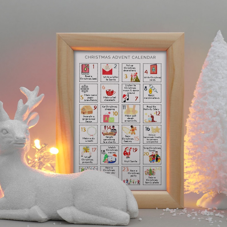 Printable Christmas Advent Calendar, DIY Xmas, Family Advent Activities ...