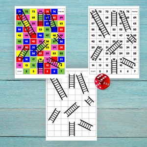 Printable Ladders and Ladders Board Game, Family Board Game, KIDS Board ...
