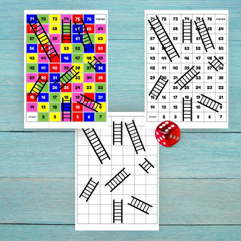 Printable Ladders and Ladders Board Game, Family Board Game, KIDS Board ...