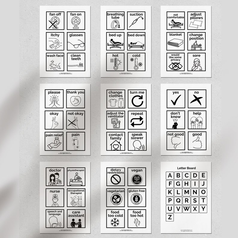 108 Printable Picture Exchange Communication Cards for Hospital Stays ...