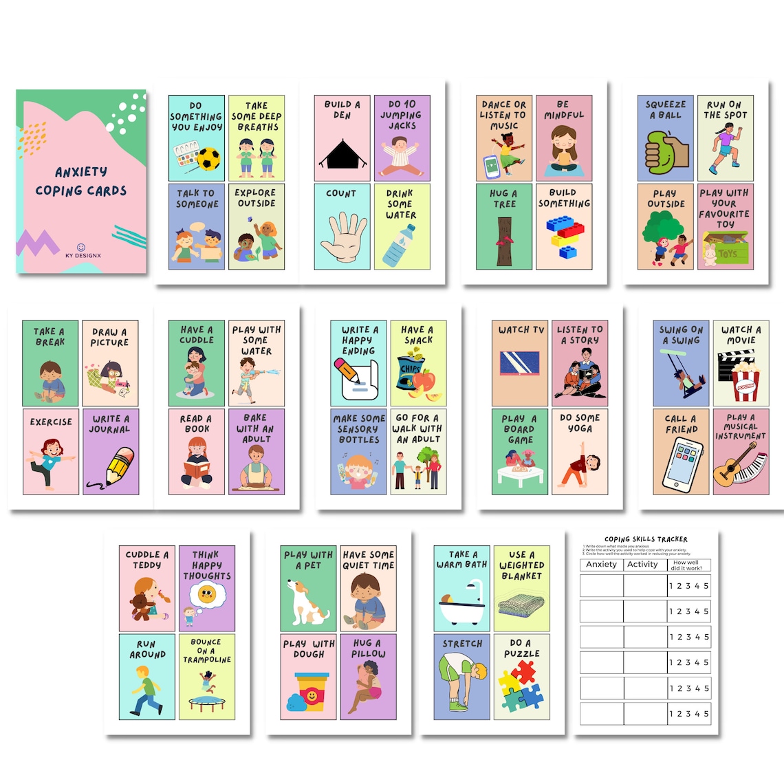 Printable Anxiety Coping Cards for Children, Reduce Anxiety Coping ...