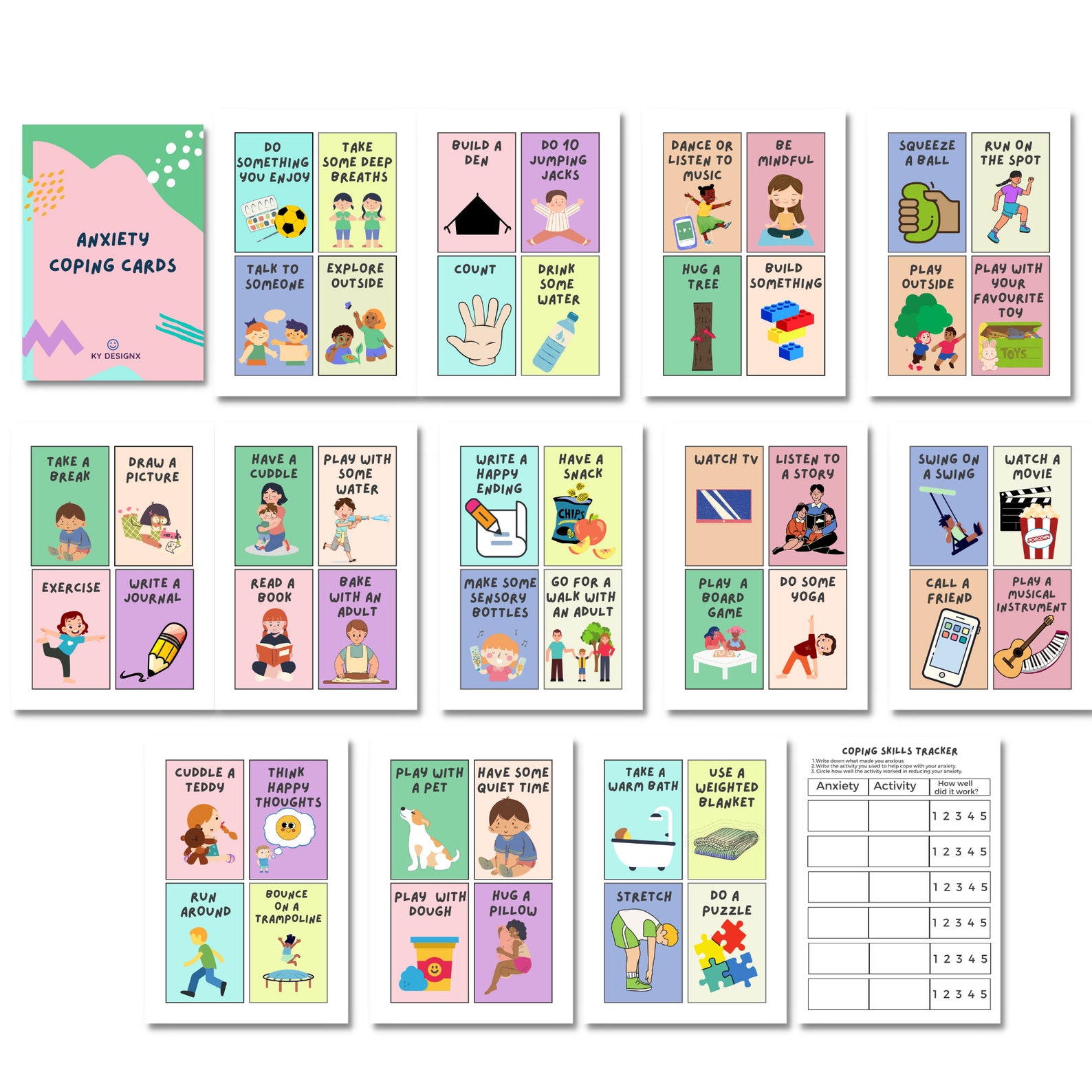 Printable Anxiety Coping Cards for Children, Reduce Anxiety Coping ...