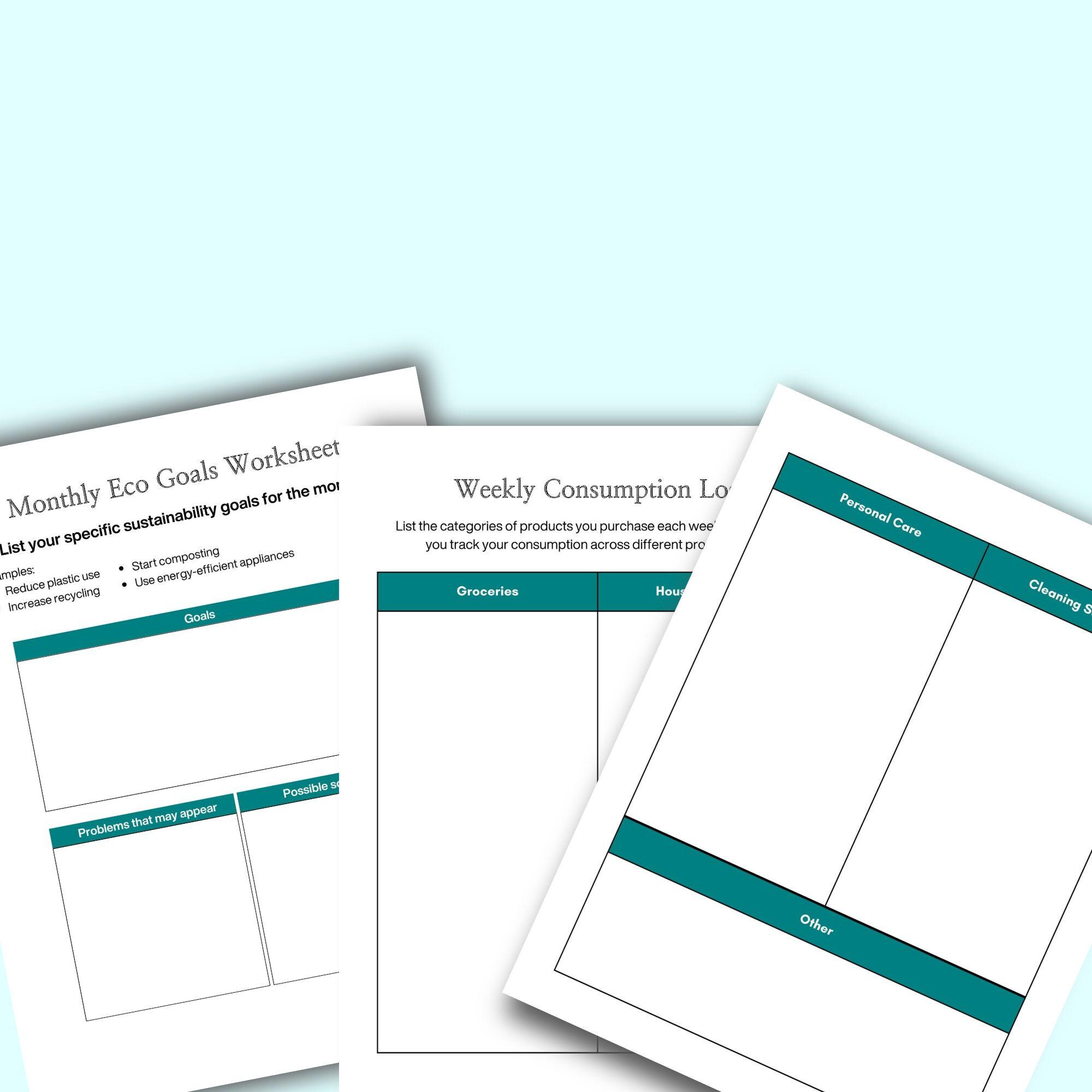 Printable Eco-friendly Lifestyle Tracker, Sustainable Living Planner ...