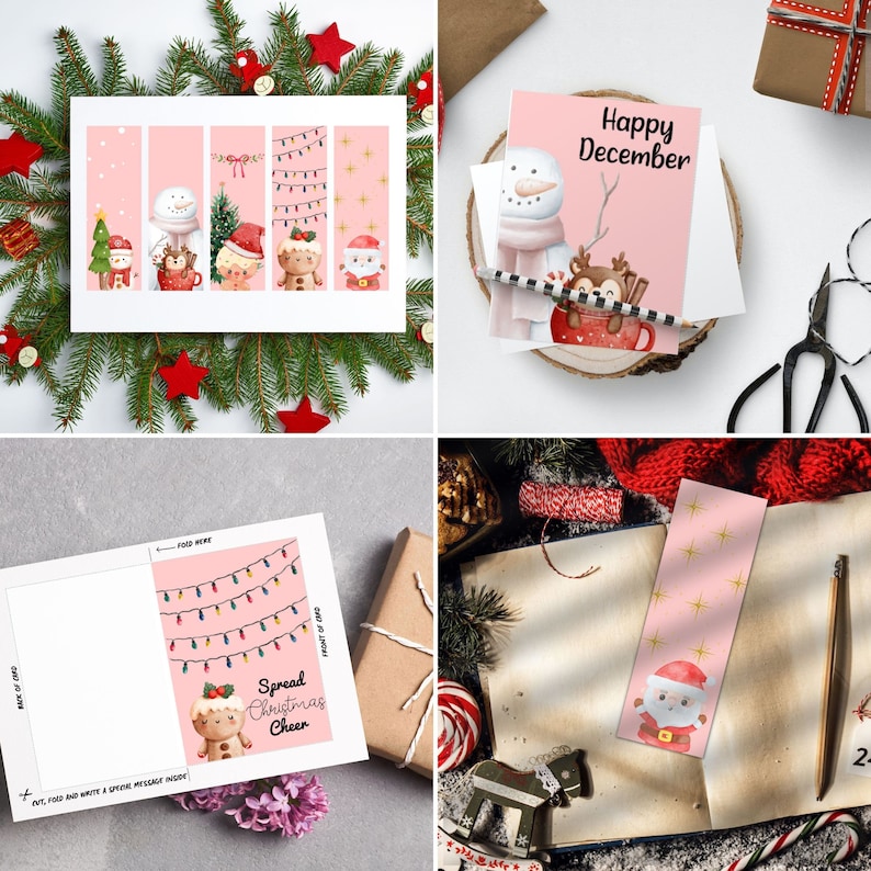 BUMPER PACK Printable Cute Christmas Cards and Matching - Etsy