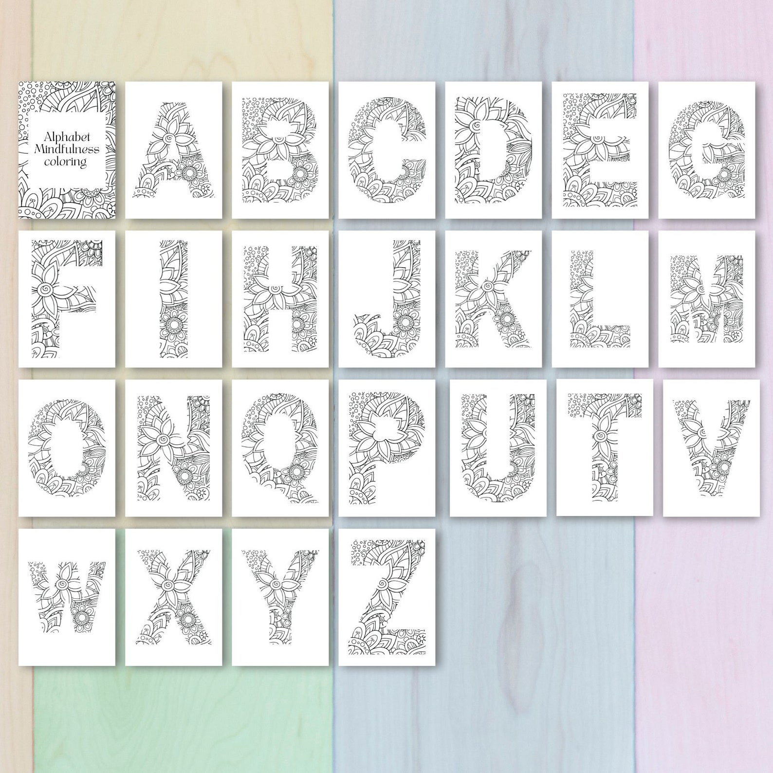 Printable Alphabet Mindfulness Coloring - Pages Adult Coloring Book ...