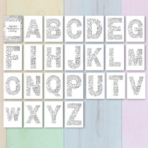 Printable Alphabet Mindfulness Coloring - Pages Adult Coloring Book ...