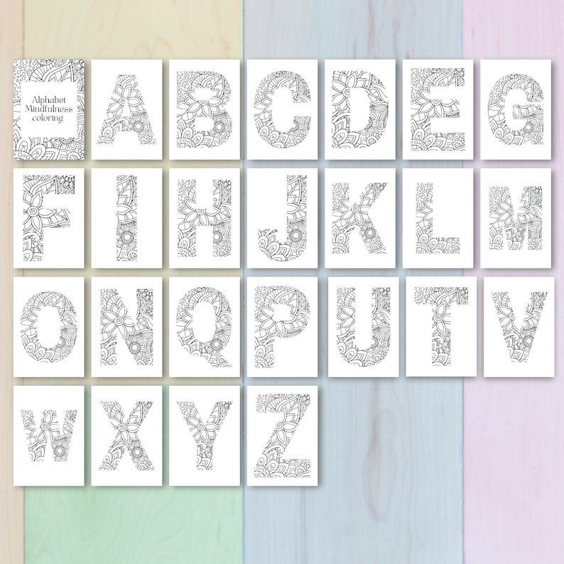 Printable Alphabet Mindfulness Coloring - Pages Adult Coloring Book ...