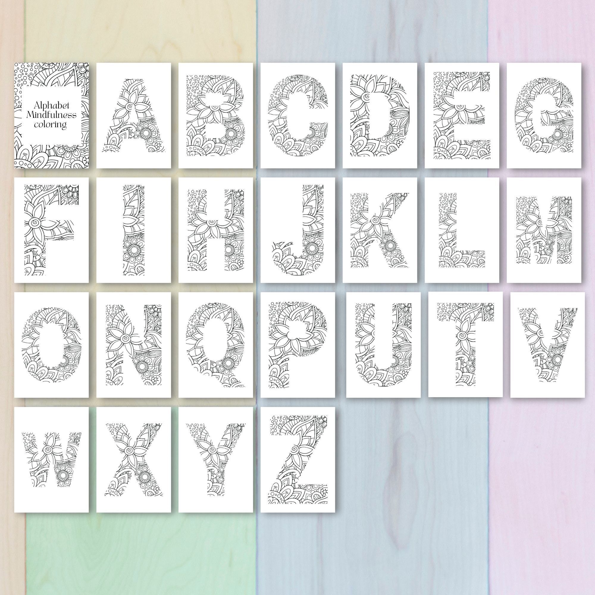 Printable Alphabet Mindfulness Coloring - Pages Adult Coloring Book ...