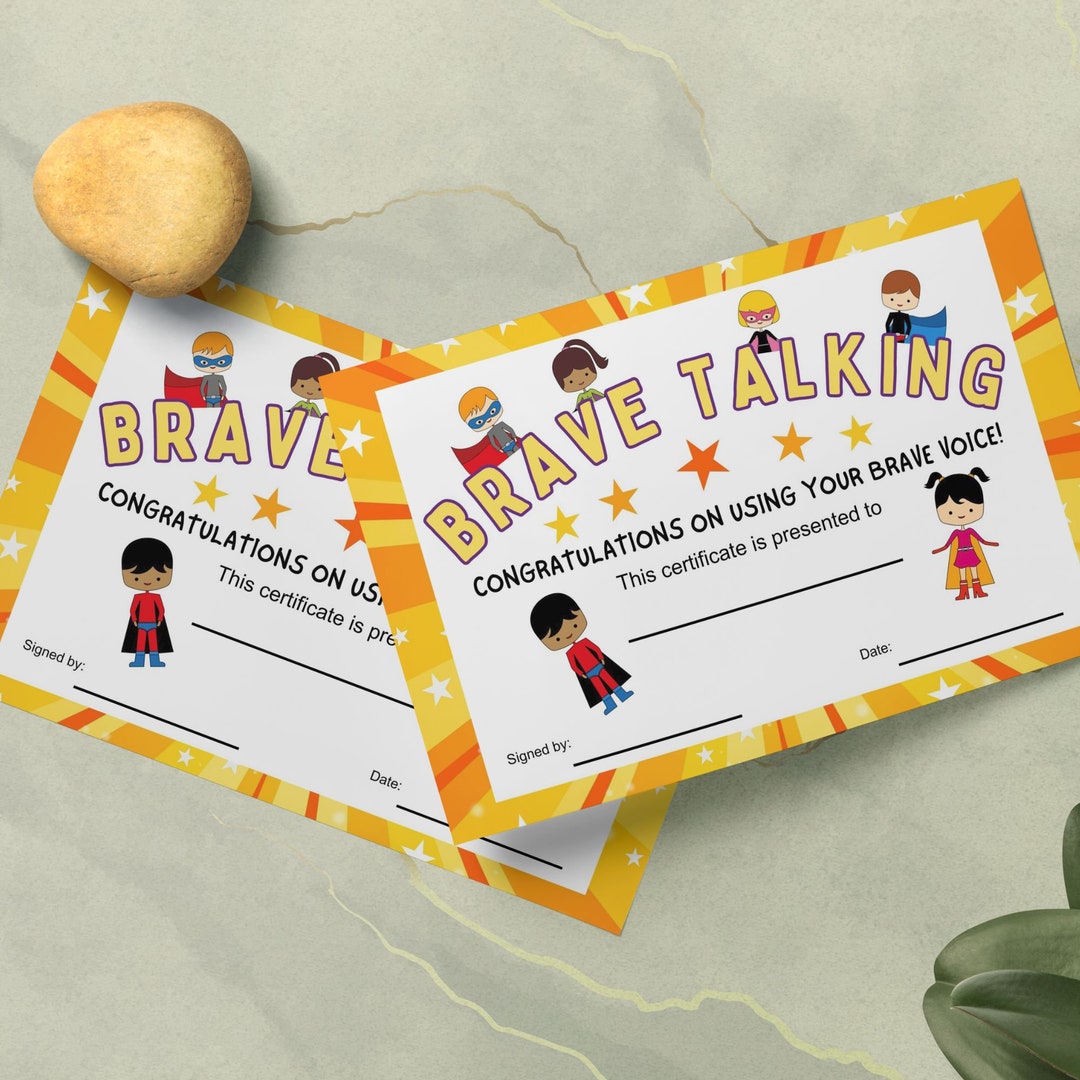 Brave Talking Printable Certificate - Selective Mutism - Confident ...