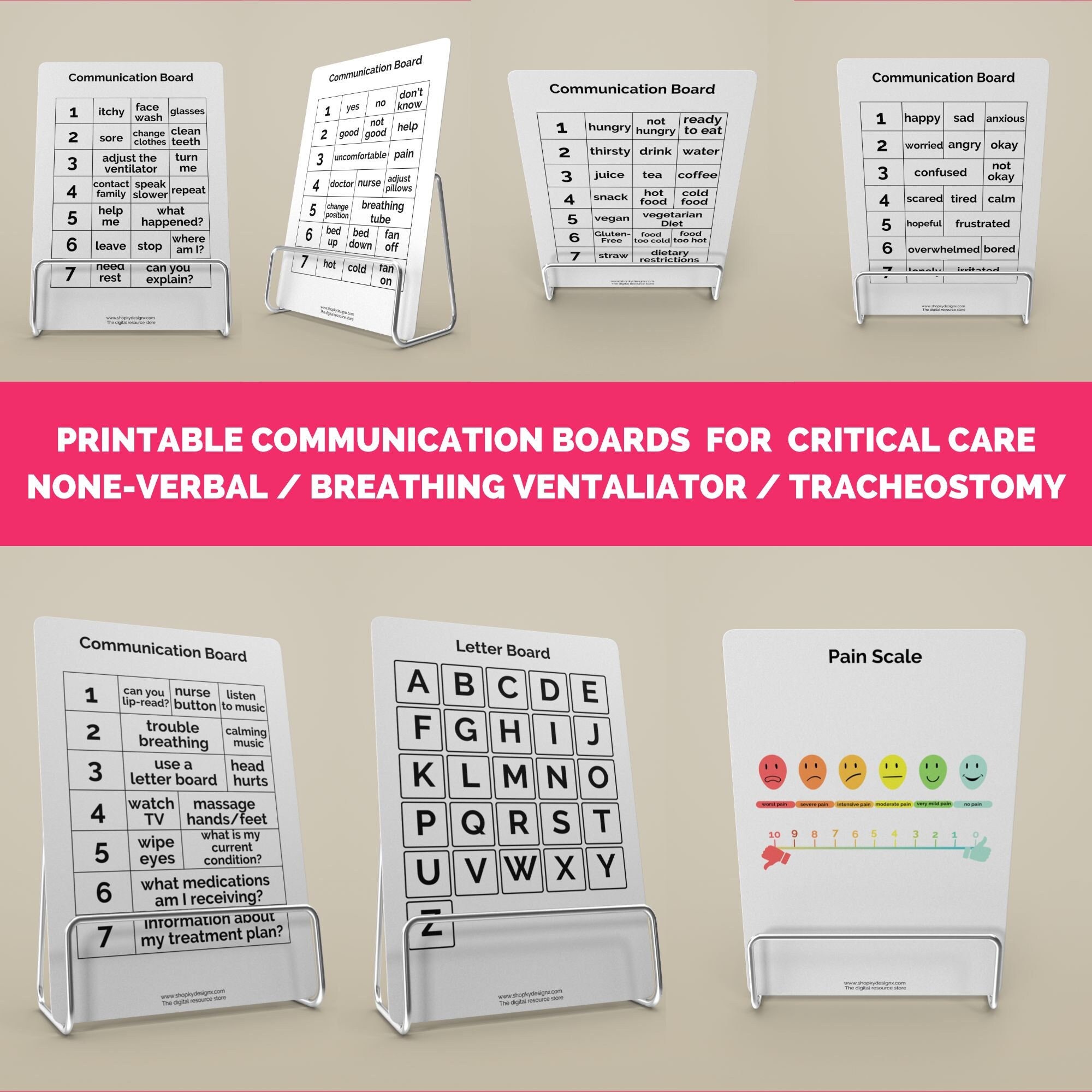 Printable ICU Patient Communication Boards for Ventilator Users / None ...