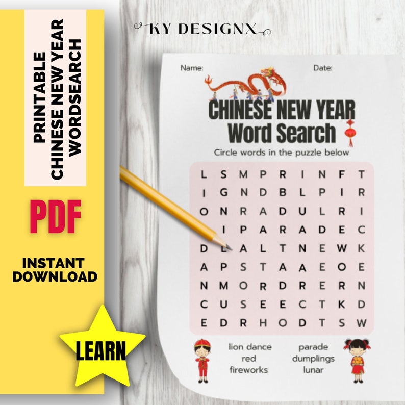 Printable Chinese New Year Worksheet, Chinese New Year Word Search ...