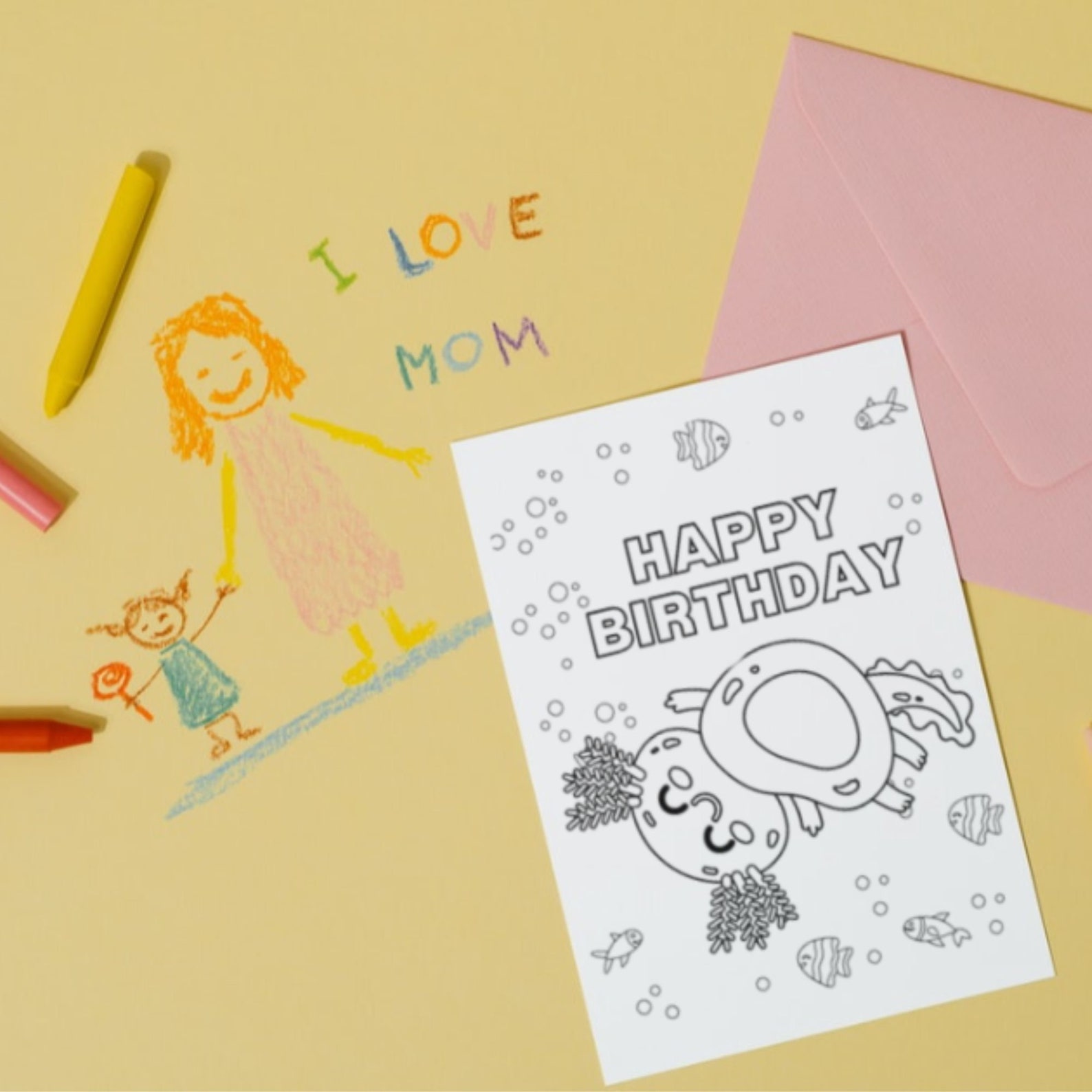 Printable Color in Kids BIRTHDAY CARDS, Set of 4 DIY Cards, Kids ...