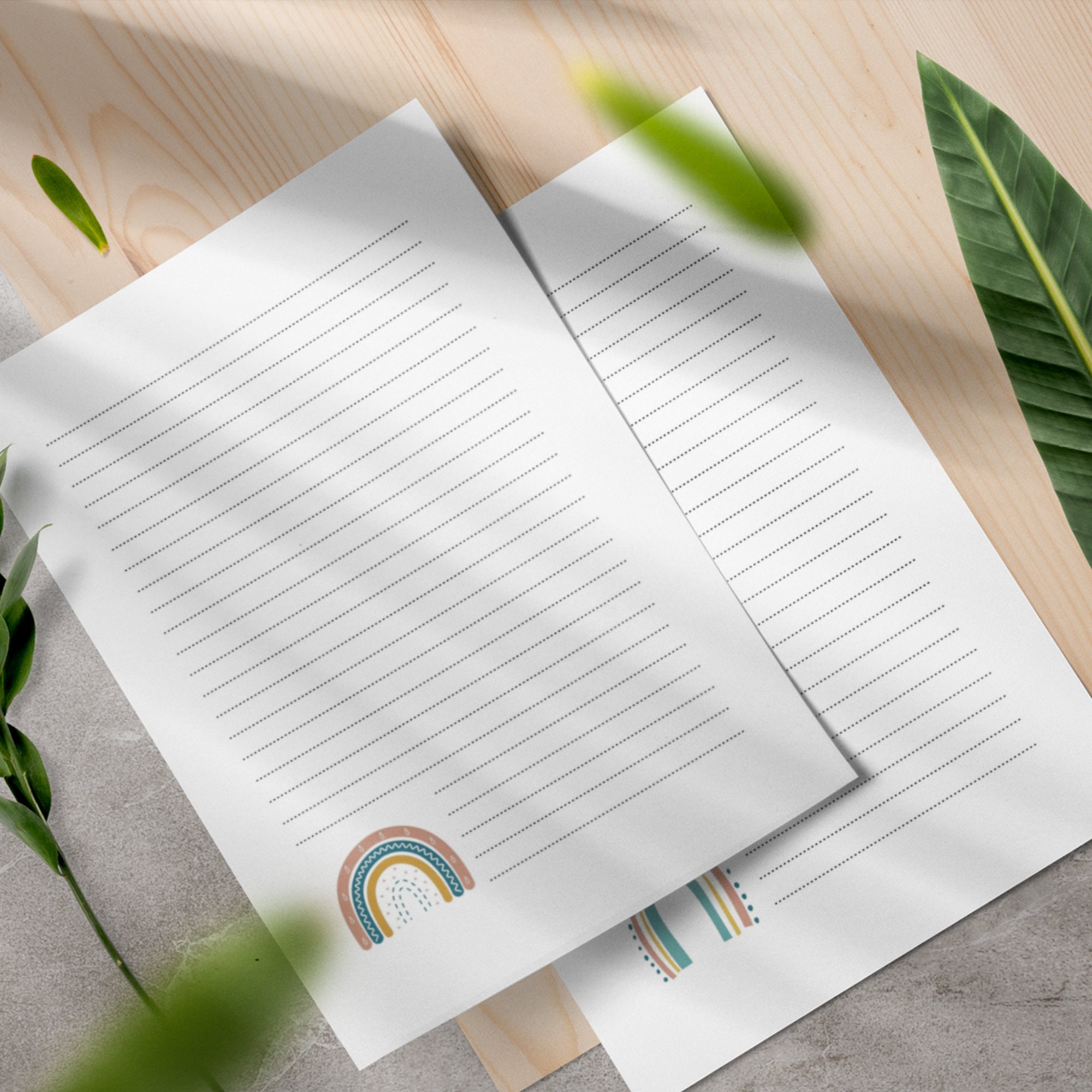 Boho Rainbow Letter Writing Paper Printable, Rainbow Digital Letter ...