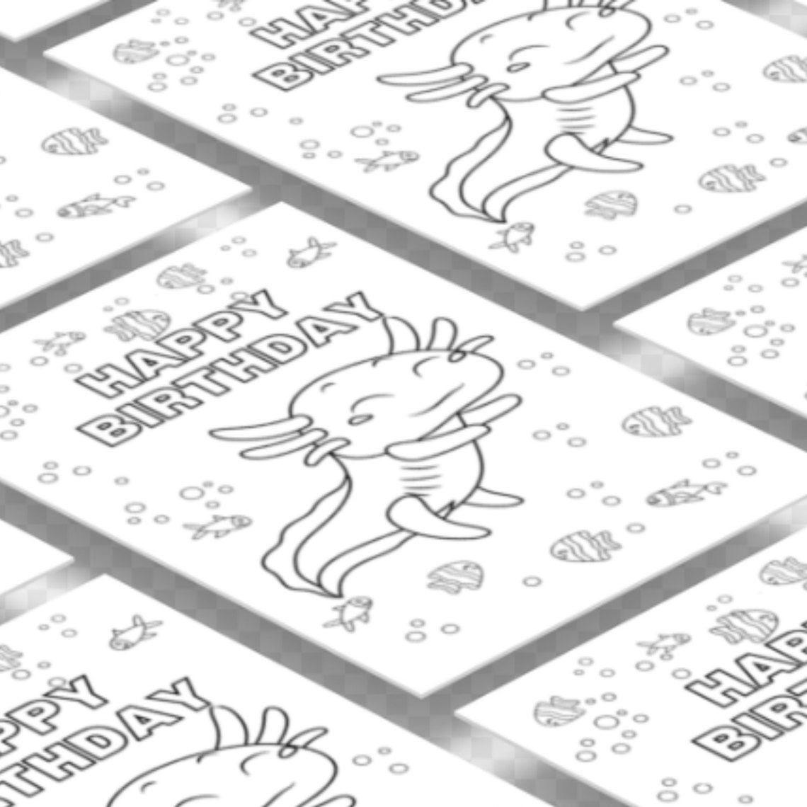 Color in Kids BIRTHDAY CARD, Printable Card, Printable Axolotl Coloring ...