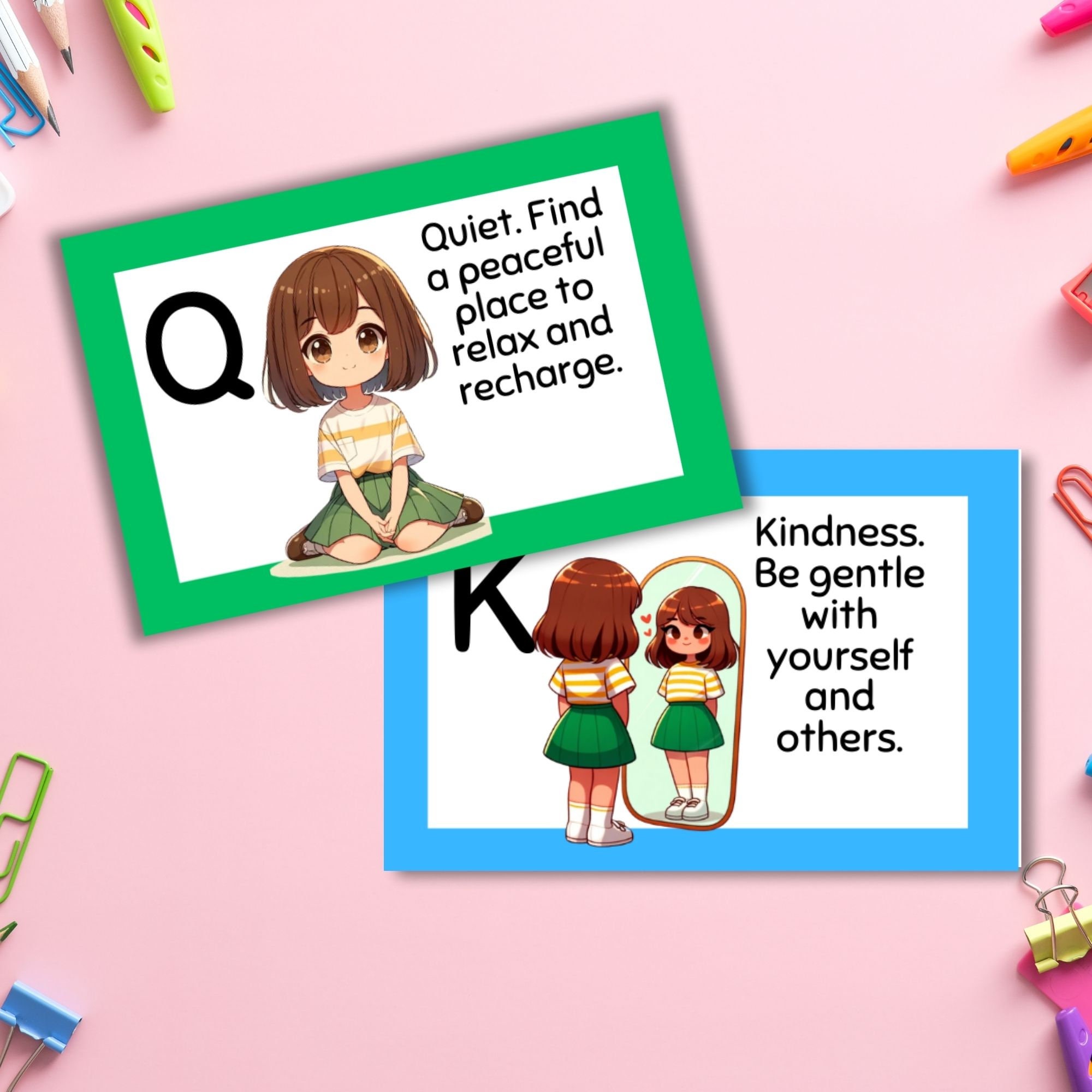 Girls Printable Inspirational Alphabet Cards & Poster Set Empower Kids ...