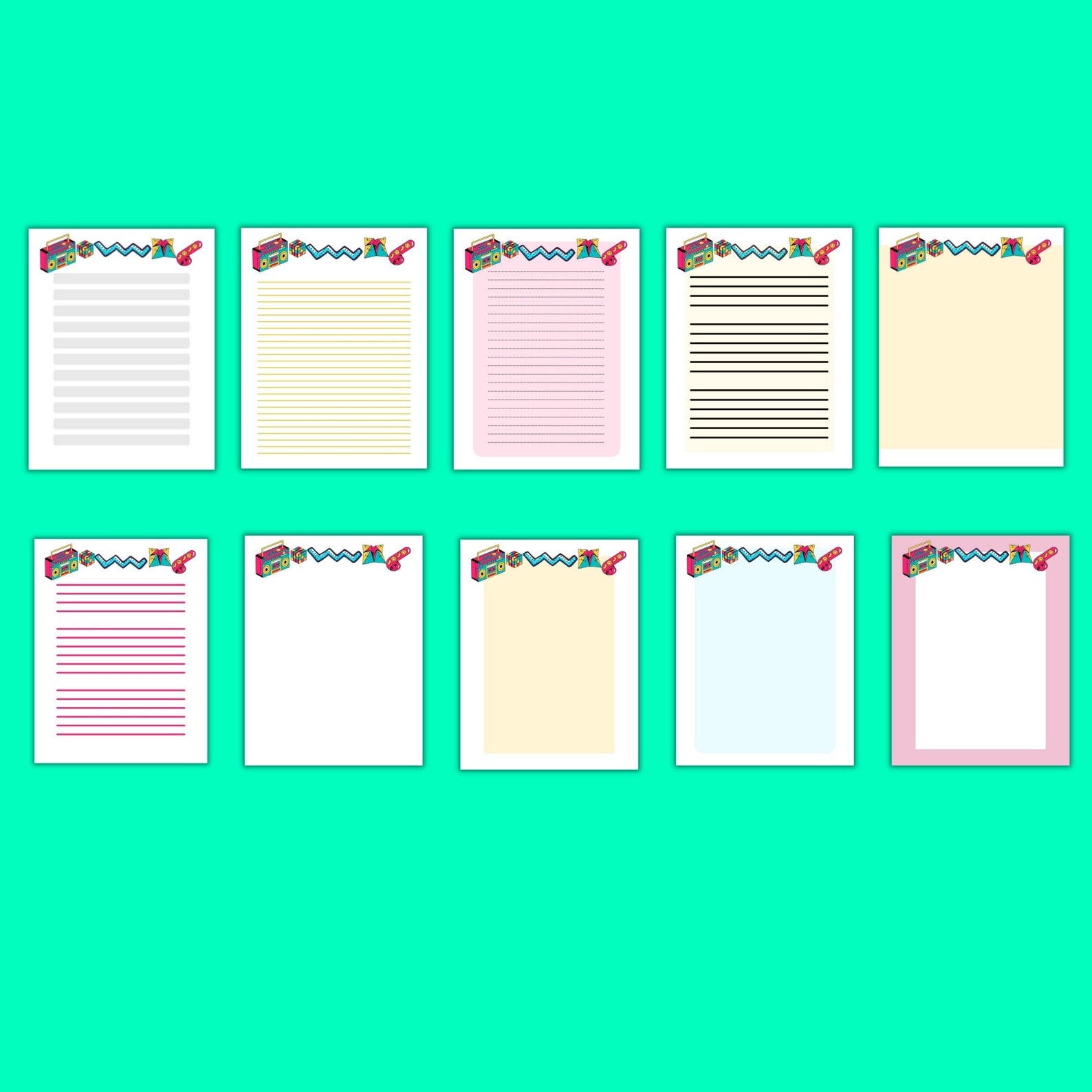 90s Nostalgia Stationary Paper. Printable Writing Stationery | Etsy