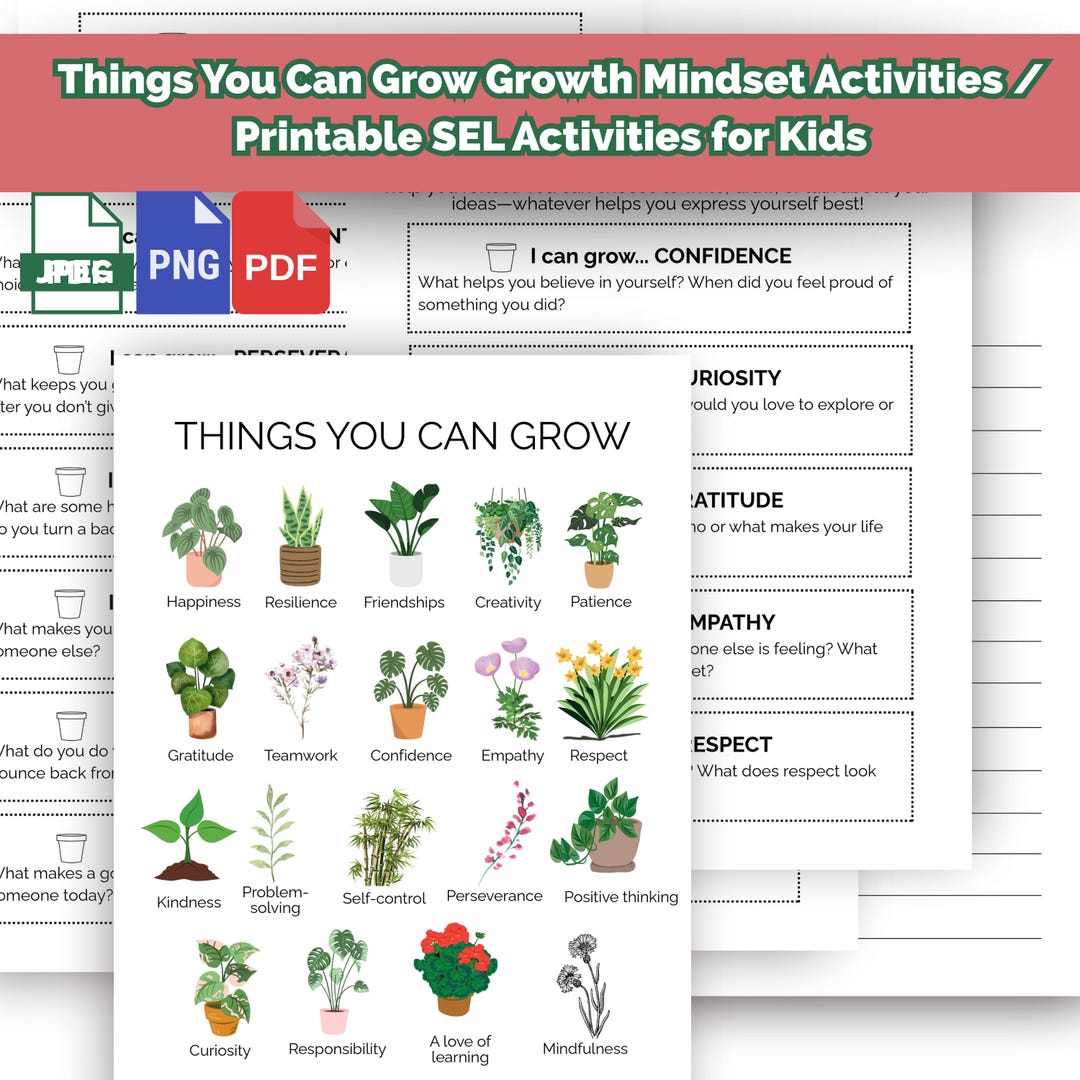 Printable Growth Mindset Activities for Kids / Teens -social Emotional ...