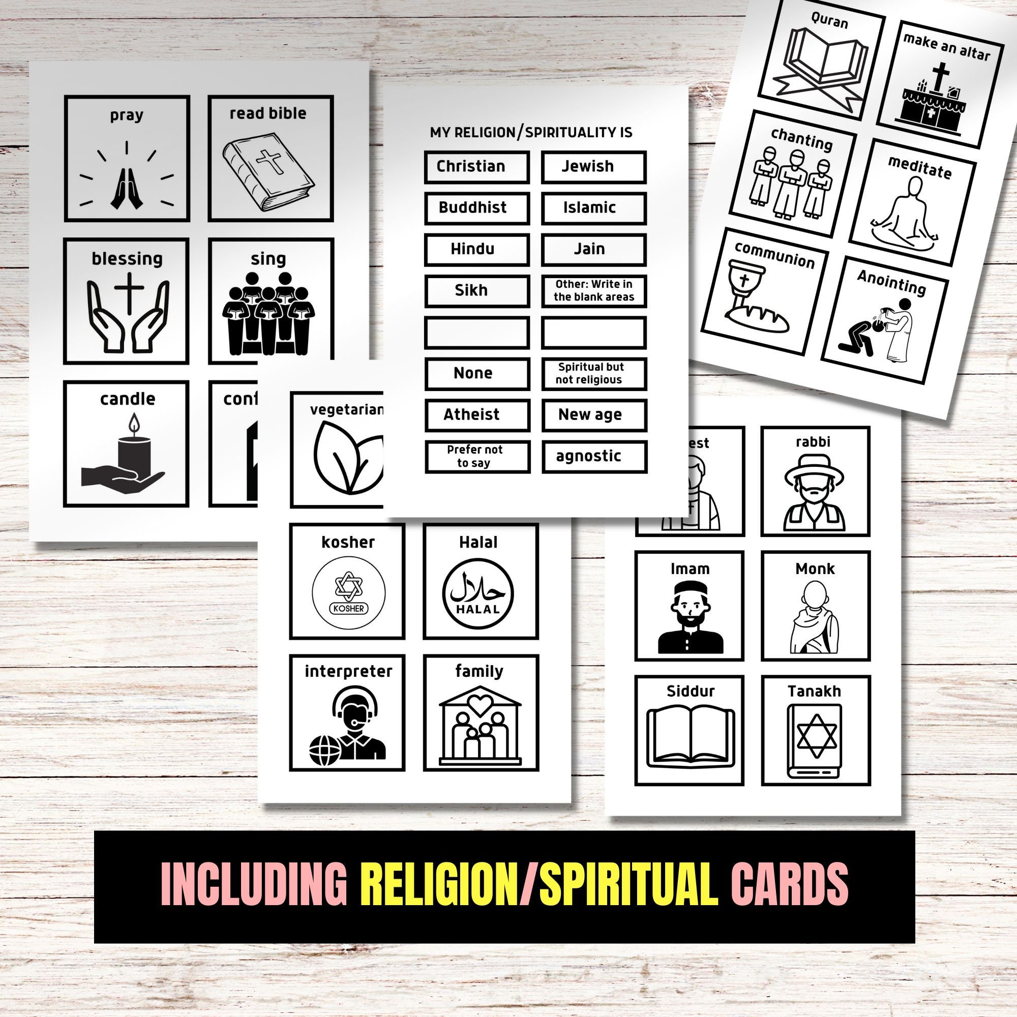 276 Printable Communication Cards INC. Religion/spiritual Cards - Non ...