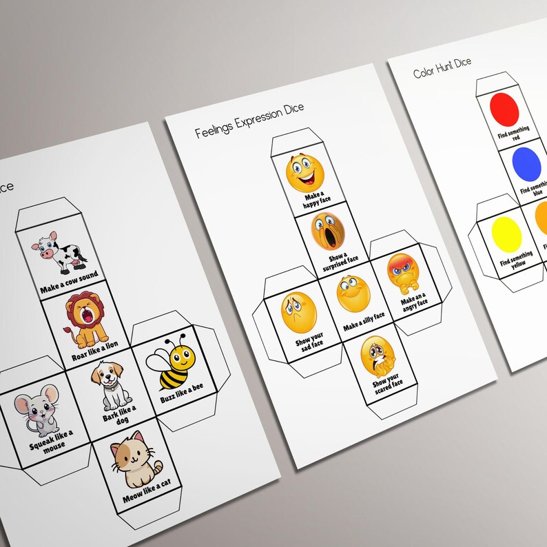 12 Printable Action Dice Cubes, Imaginative Play Cubes, Exercise, Story ...