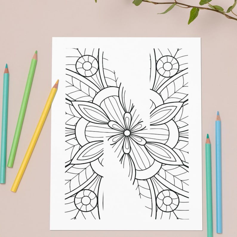 Printable Alphabet Mindfulness Coloring Pages Adult Coloring Book Teens ...