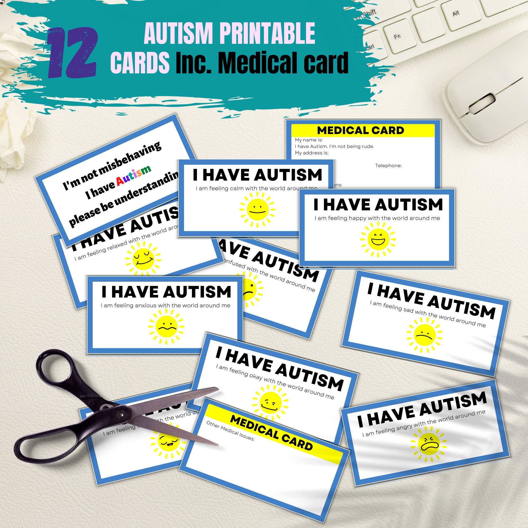 I Have Autism, Autism Awareness Medical ID Card Autism Printable ...