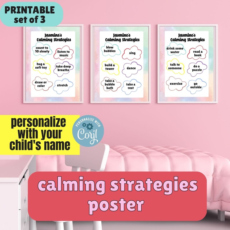 Customizable Child's Name Calming Strategies Poster, Corjl, Try Before ...
