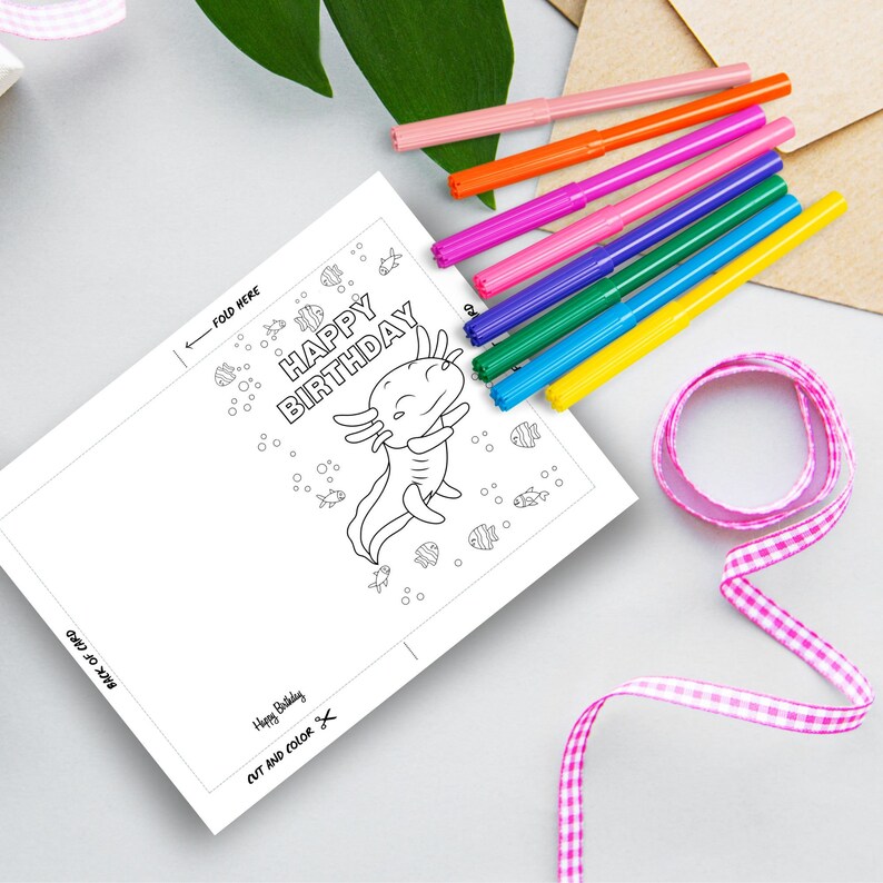 Printable Color in Kids BIRTHDAY CARDS, Set of 4 DIY Cards, Kids ...