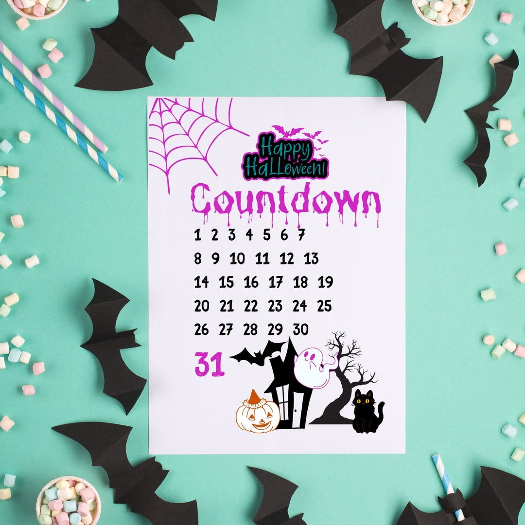 Cute Halloween Printable Count Down, Halloween Countdown, Count Down to ...