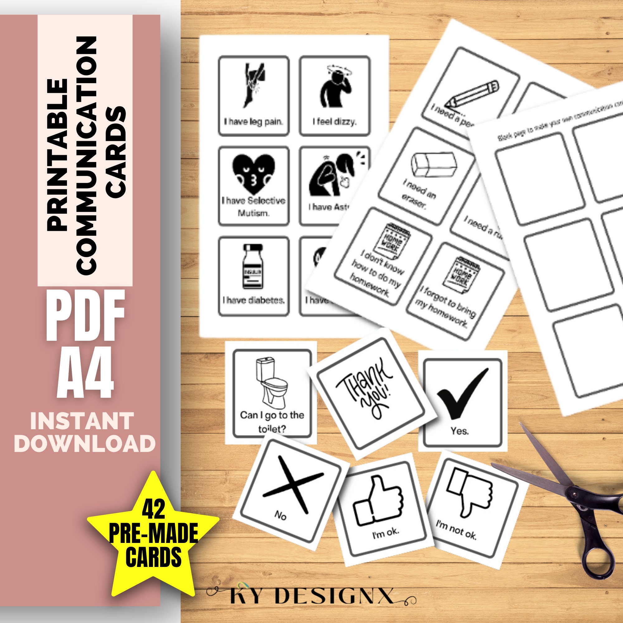Printable Communication Cards for Non-verbal, Autism, Selective Mutism ...