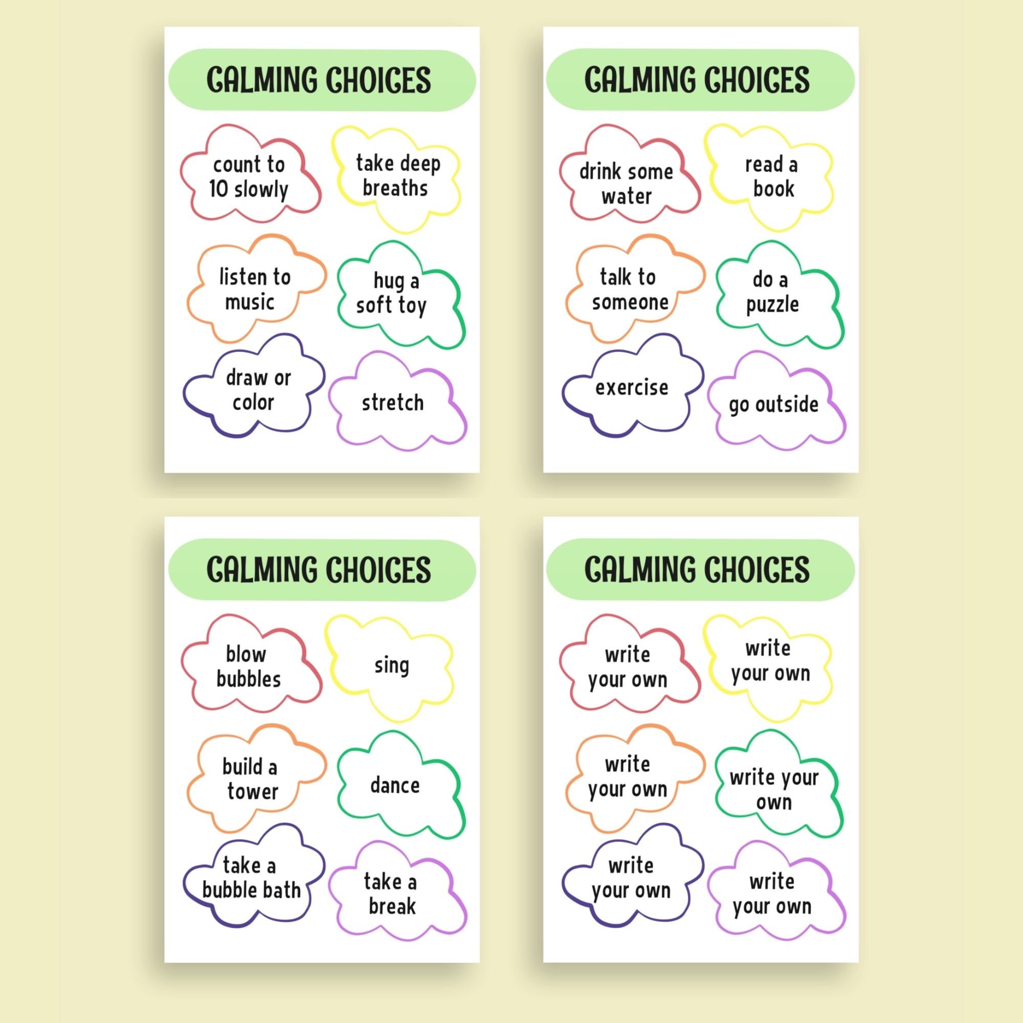 Editable Calming Strategies Poster, Carming Choices , Calm Corner ...