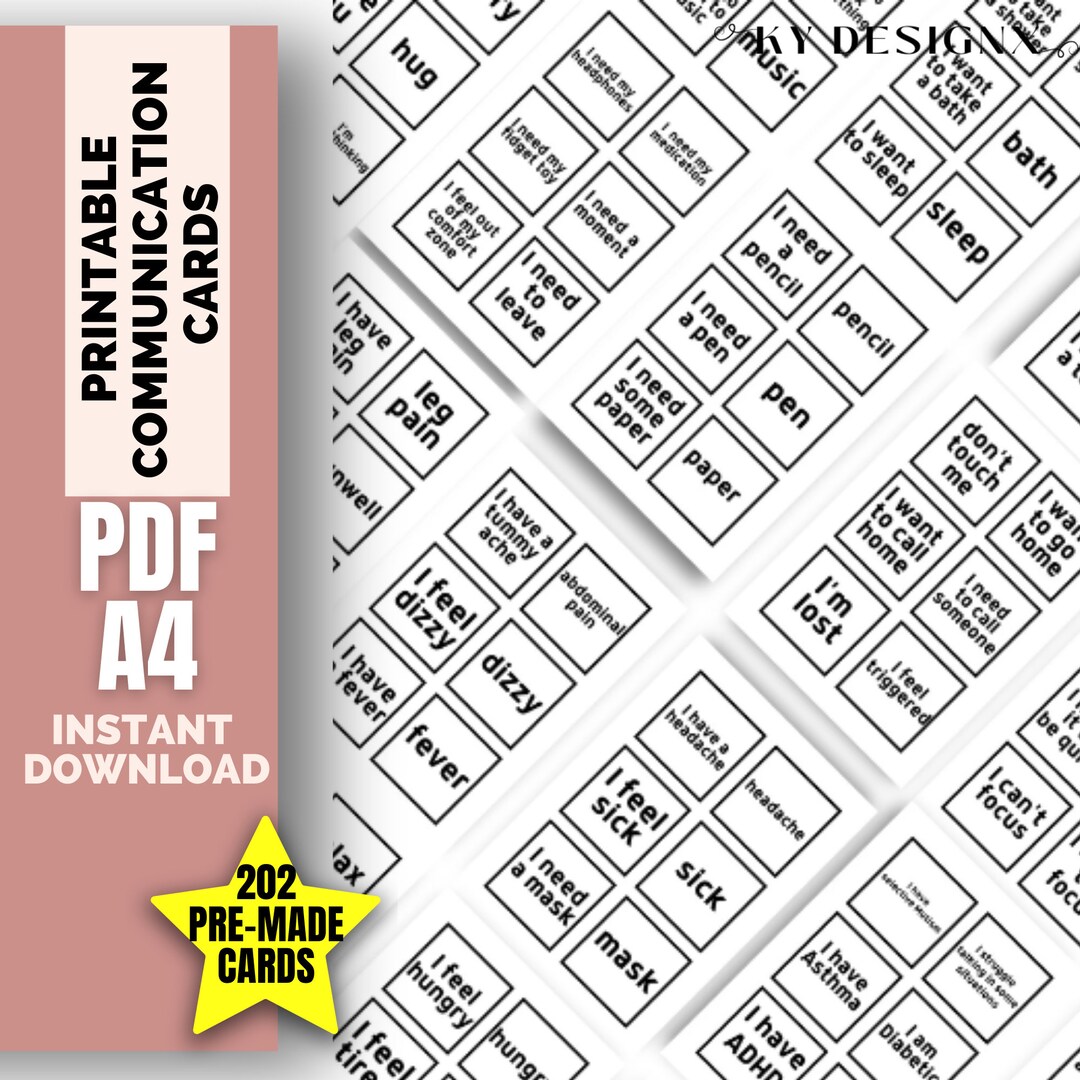 202 Printable Communication Cards for Non-verbal Adults, Autism ...