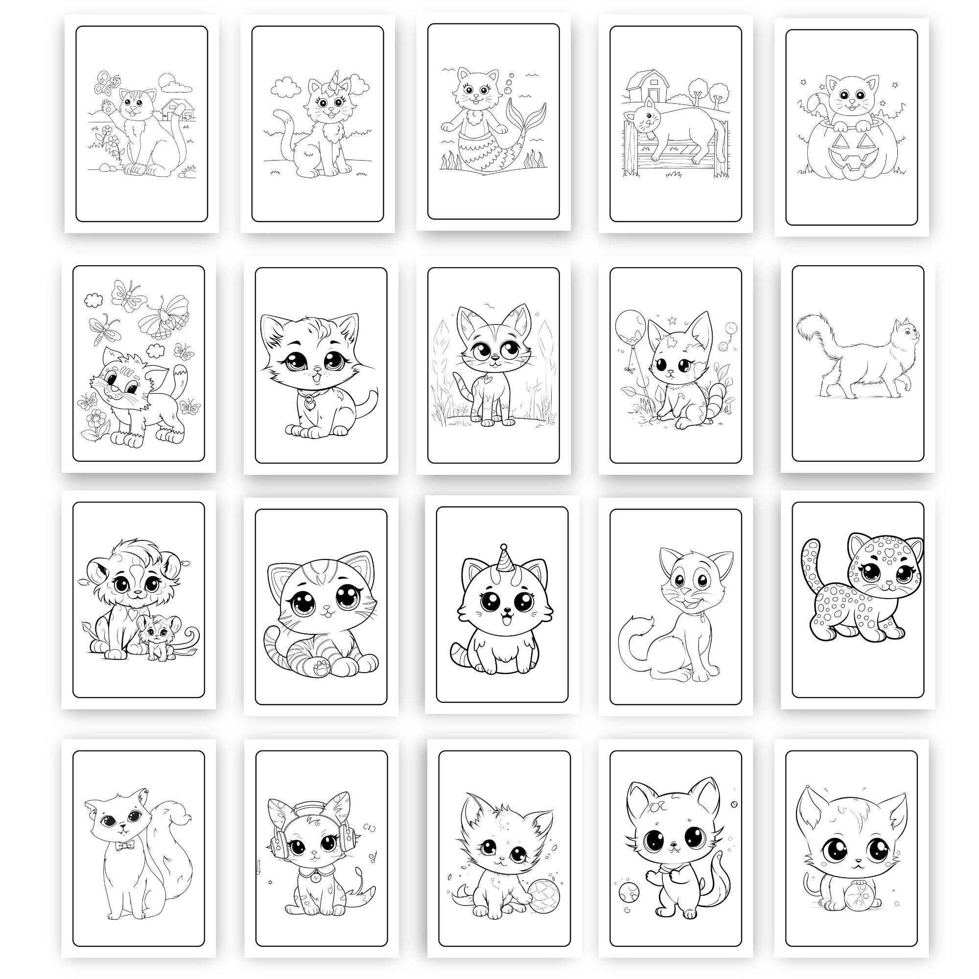 Printable Cat Coloring Book, Meow Coloring Pages, Colouring, Kids ...