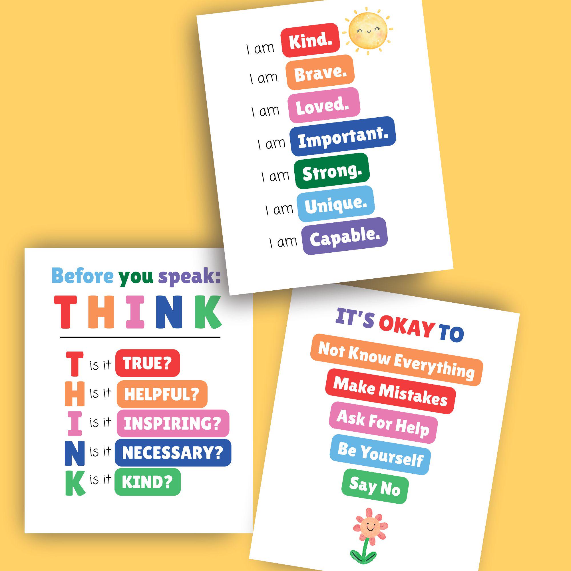 Printable Calming Corner Poster Bundle – Printable THINK Affirmation ...