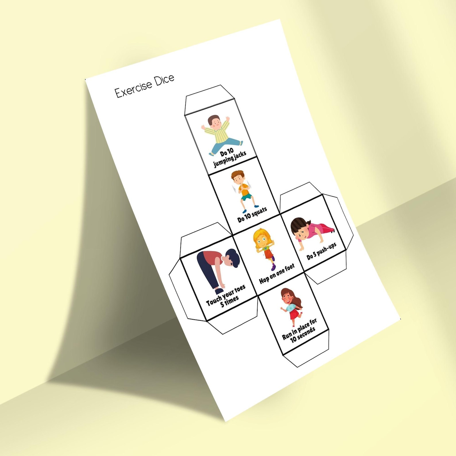 Printable Exercise Dice for Kids, Printable Fitness Dice, Fun Workout ...