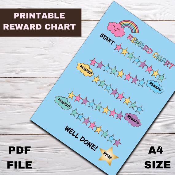 Printable rainbow REWARD chart Selective Mutism brave | Etsy