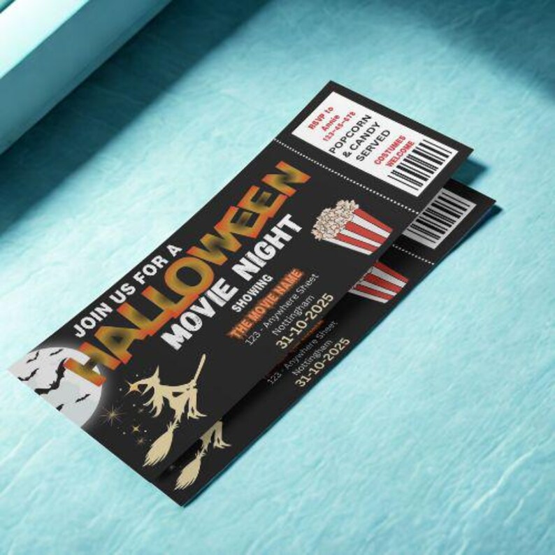 Editable Halloween Ticket Template - Halloween Movie Night Ticket ...