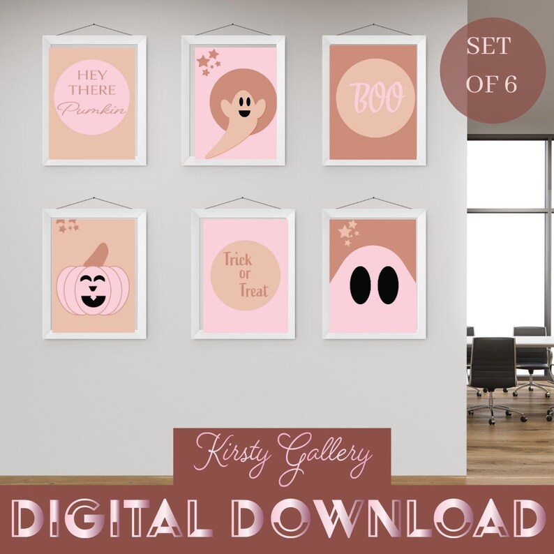 Set of 6 halloween printable wall art kids halloween | Etsy