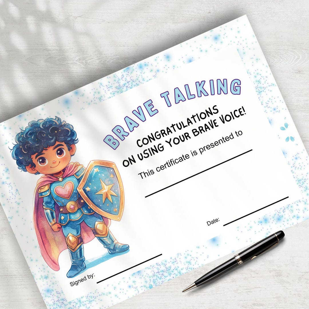 Printable Brave Talking Certificate - Selective Mutism - Child ...