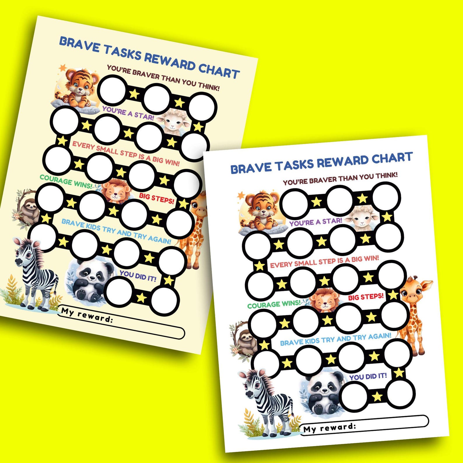 Printable Brave Tasks Reward Chart- Printable Reward Chart for Kids ...