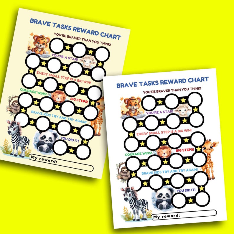 Printable Brave Tasks Reward Chart- Printable Reward Chart for Kids ...