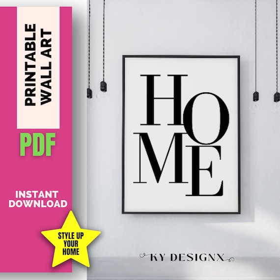 Printable Home Typography Printable Home Typography Wall Art | Etsy