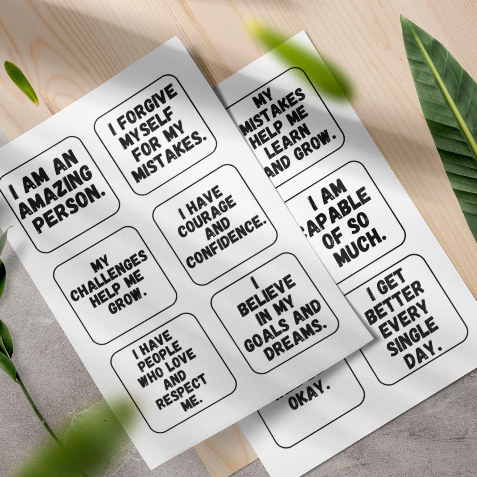 Printable PDF Affirmation Cards, Mindfulness Cards, Self-care ...